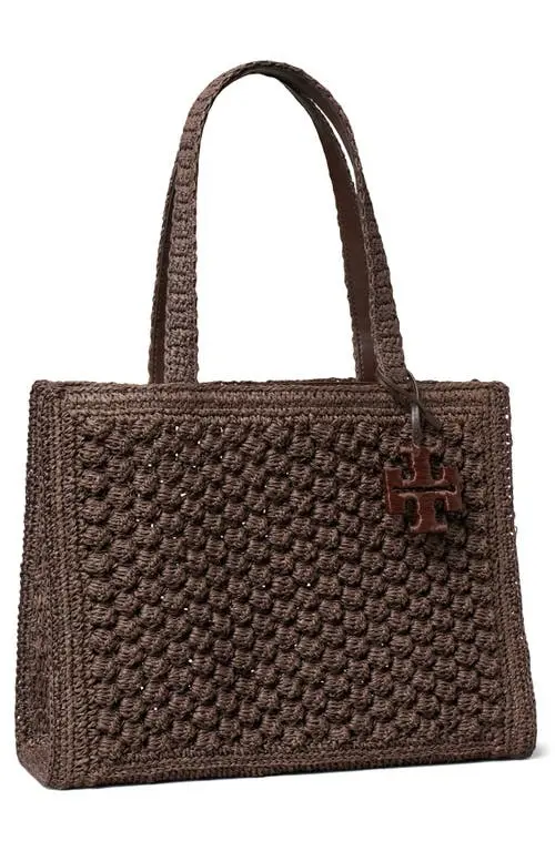 Tory Burch Ella Hand-crochet Straw Tote - Dark Cocoa