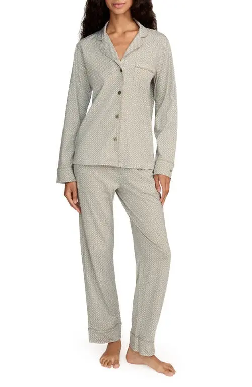 PETITE PLUME Geo Classic Lightweight Pima Cotton Pajamas - Green
