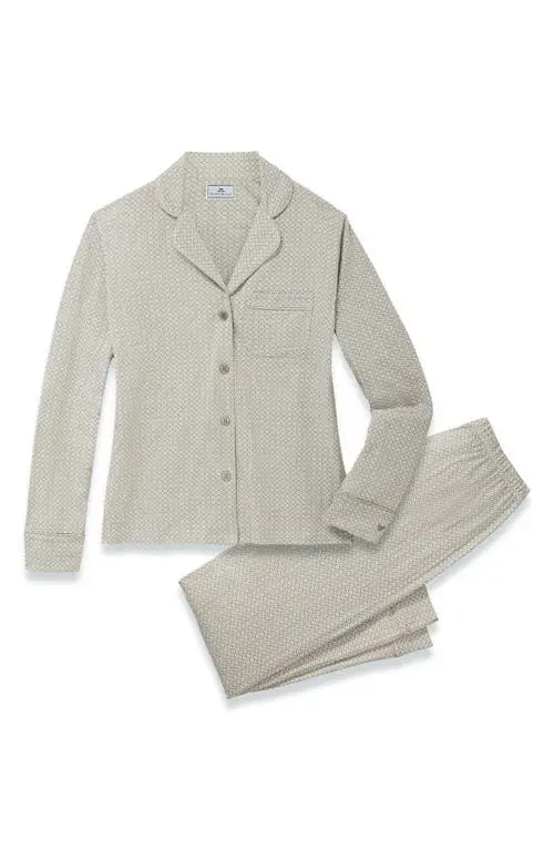PETITE PLUME Geo Classic Lightweight Pima Cotton Pajamas - Green