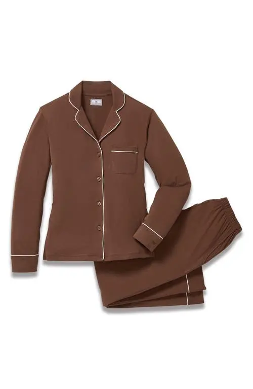 PETITE PLUME Classic Lightweight Pima Cotton Pajamas - Brown