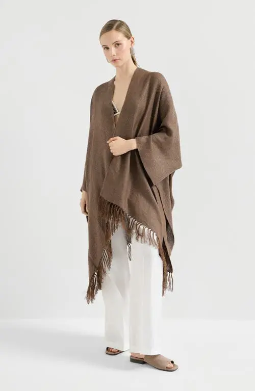 Brunello Cucinelli Linen Cover Poncho - Brown