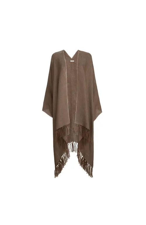 Brunello Cucinelli Linen Cover Poncho - Brown