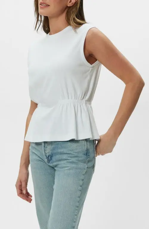 Michael Stars Rochel Peplum Sleeveless Top - White