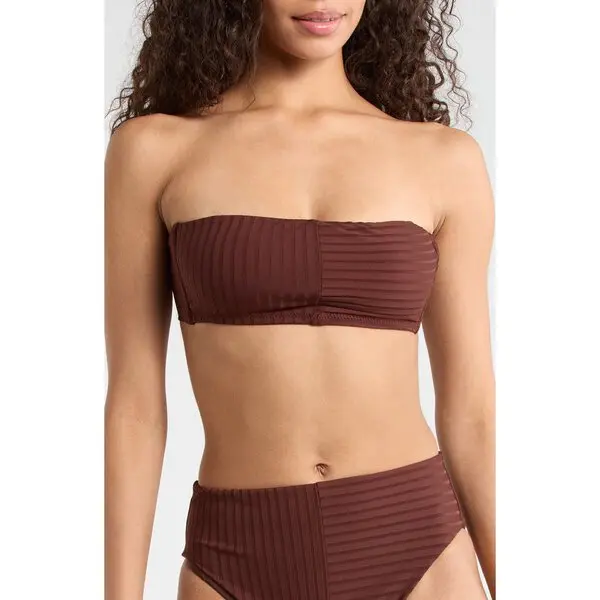 Sanctuary Bandeau Rib Bikini Top - Espresso