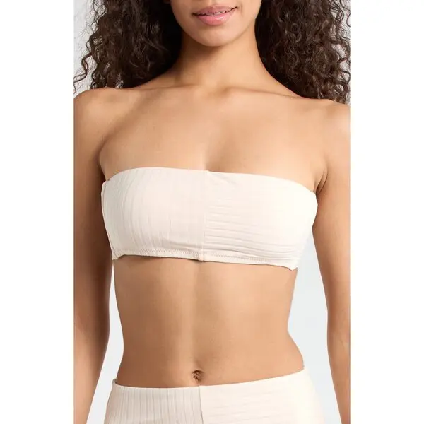 Sanctuary Bandeau Rib Bikini Top - White Sand
