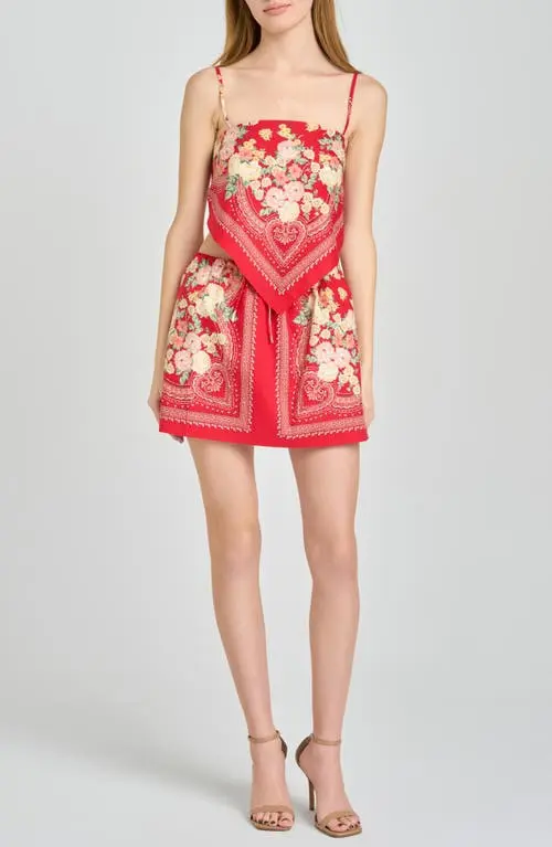 WAYF Scarf Print Mini Skirt