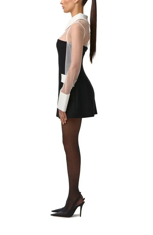 Naked Wardrobe Sheer Panel Long Sleeve Minidress