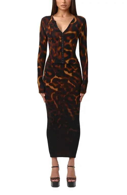 Naked Wardrobe Printed Body-con Maxi Skirt