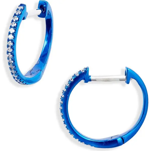 Meira T Diamond Hoop Earrings - Blue