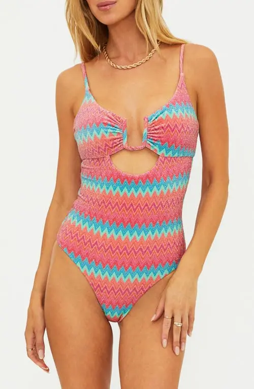 Beach Riot Lindy Cutout One-piece Swimsuit - Strawberry Ice Chevron