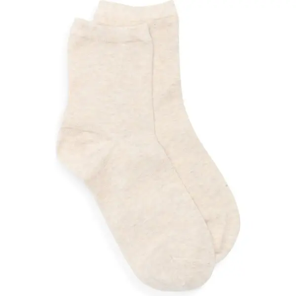 Nordstrom Flat Knit Rib Crew Socks - Oatmeal Heather