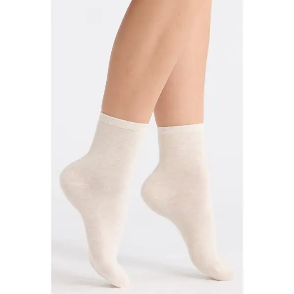 Nordstrom Flat Knit Rib Crew Socks - Oatmeal Heather
