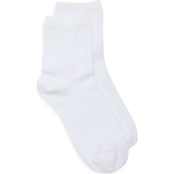 Nordstrom Flat Knit Rib Crew Socks - White