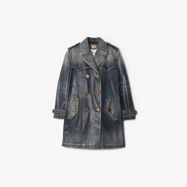 Burberry Short Coated Denim Trench Coat