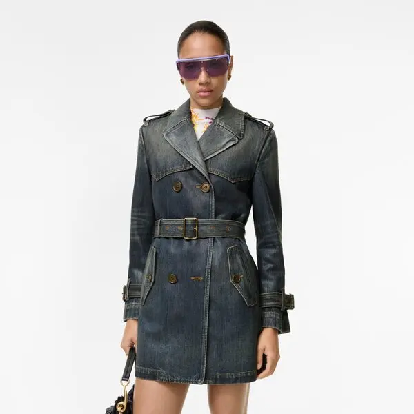 Burberry Short Coated Denim Trench Coat