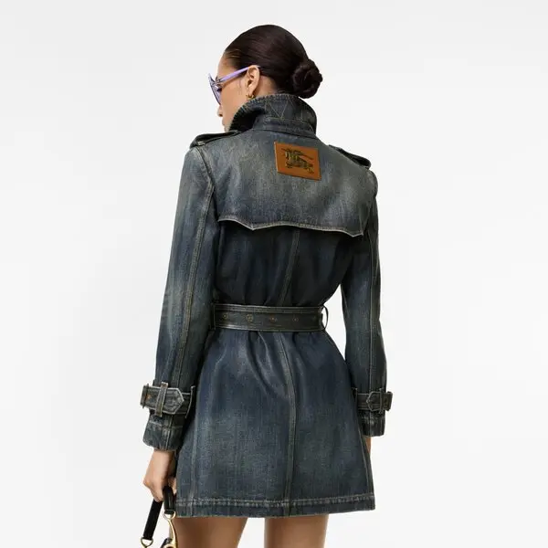 Burberry Short Coated Denim Trench Coat