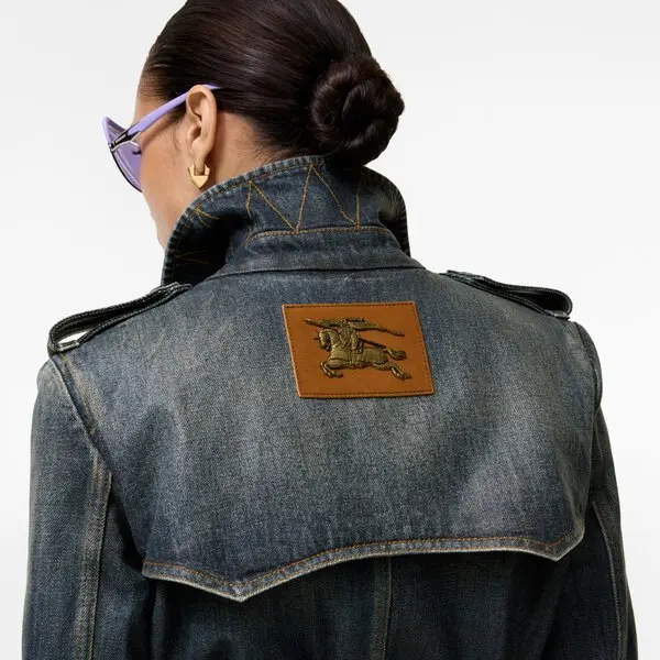 Burberry Short Coated Denim Trench Coat