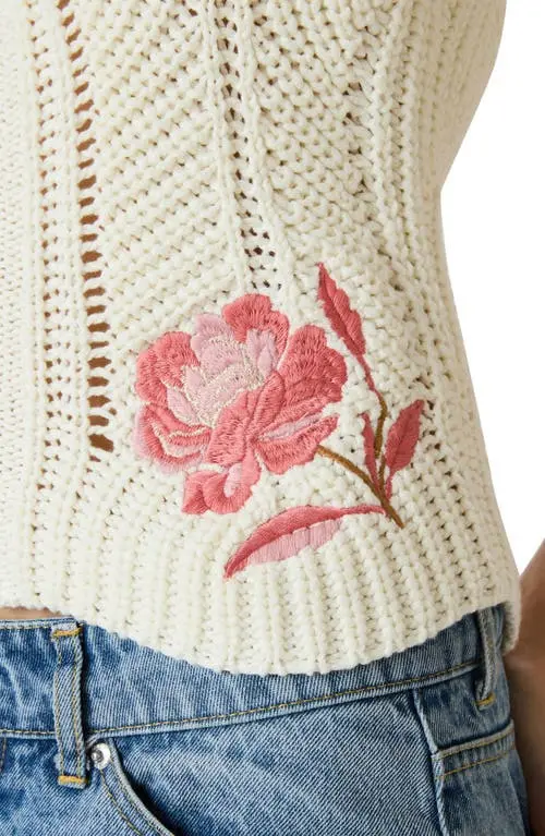Steve Madden Floral Embroidered Crochet Knit Halter Top