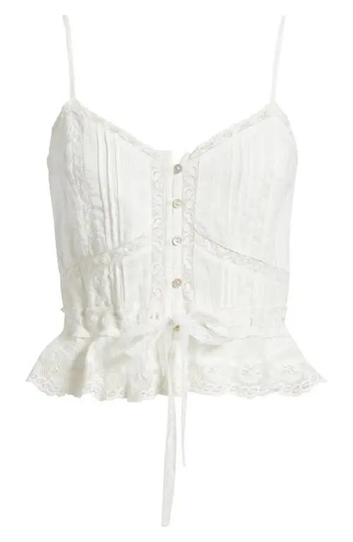 LoveShackFancy Avra Lace Trim Crop Top