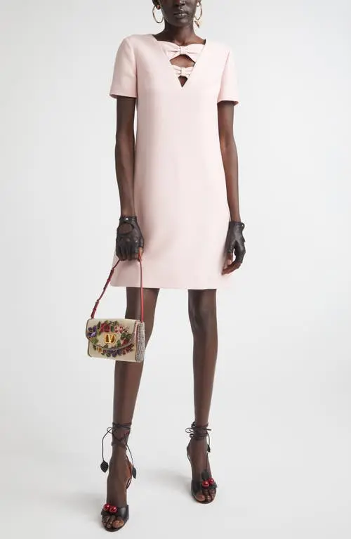 Valentino Garavani Bow Detail Crepe Couture Minidress - Rose