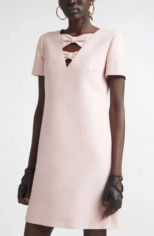 Valentino Garavani Bow Detail Crepe Couture Minidress - Rose