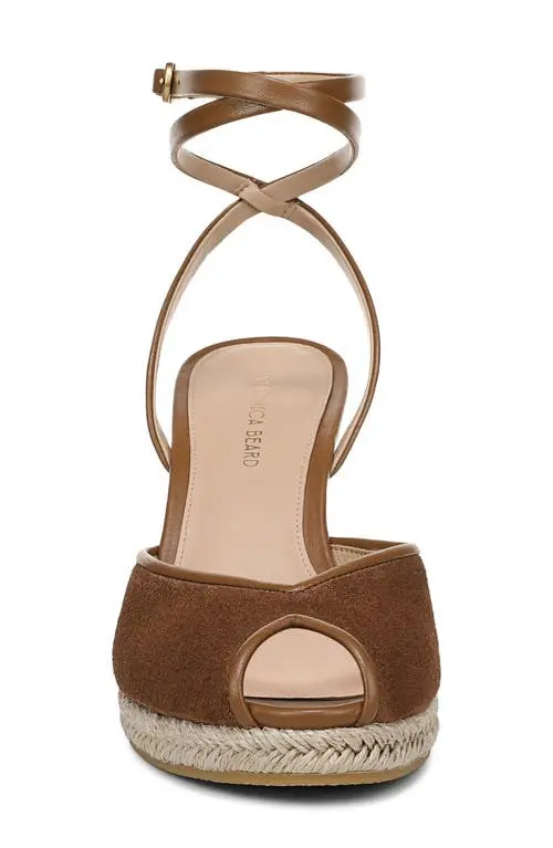 Veronica Beard Pasina Ankle Strap Wedge Sandal - Chestnut