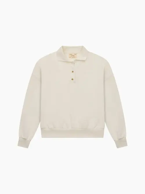 CALIFORNIA INCLINE Long Sleeve French Terry Polo - Salt