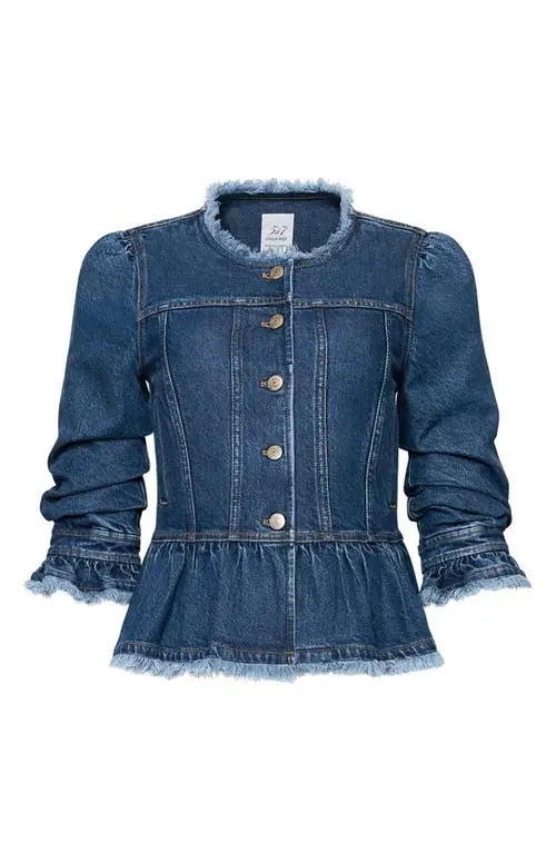 Cinq À Sept Frieda Peplum Denim Jacket - Tide