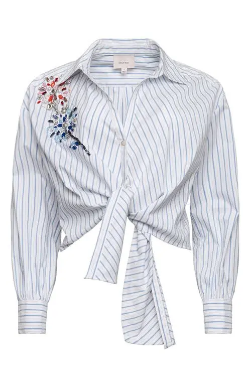Cinq À Sept Marianna Twilight Spark Appliqué Shirt - White/cornflower