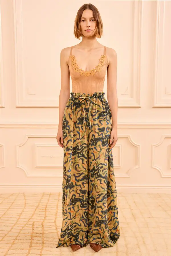 Ulla Johnson Sawyer Silk Pants Printed Wide Leg