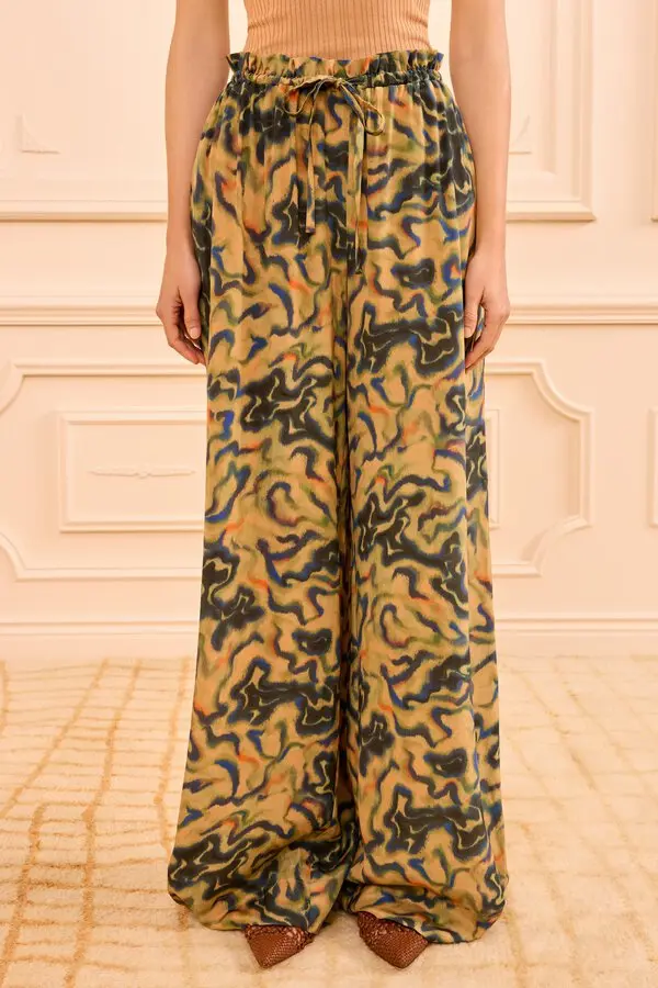 Ulla Johnson Sawyer Silk Pants Printed Wide Leg