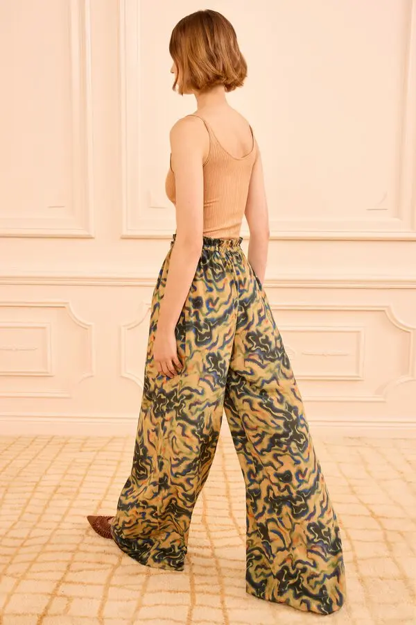 Ulla Johnson Sawyer Silk Pants Printed Wide Leg