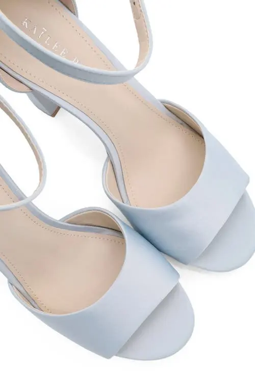 KAILEE P Sasha Satin Block Heel Sandals - Light Blue