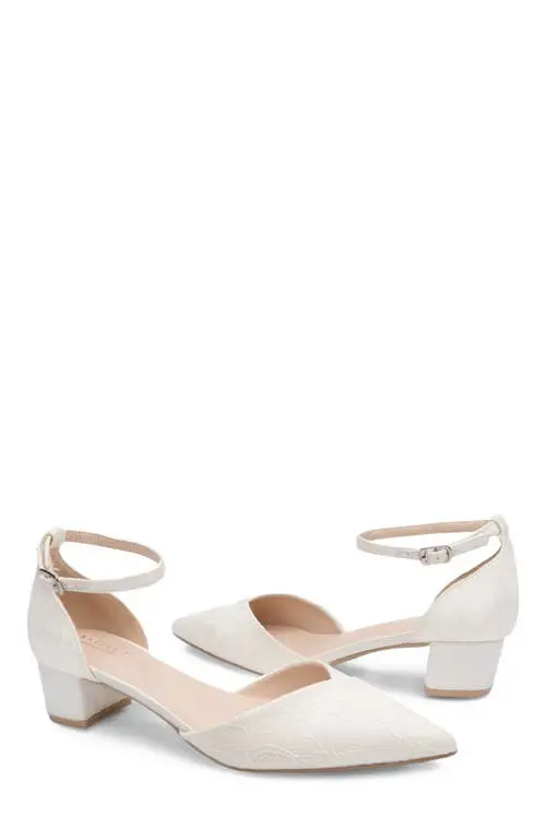 KAILEE P Adele Lace Pointed Toe Block Heel - Ivory
