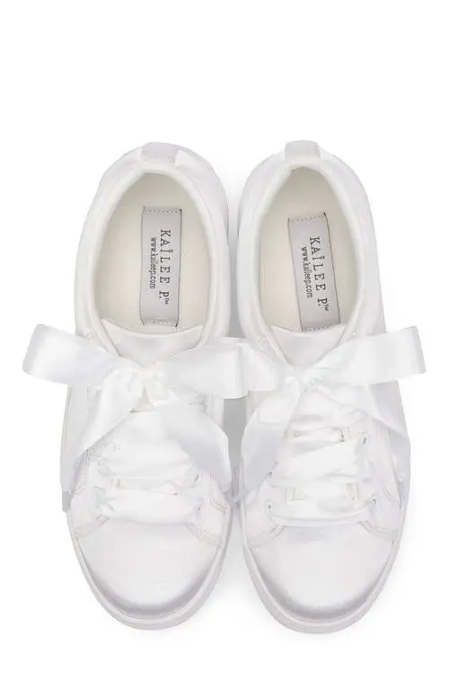 KAILEE P Lucy Satin Wedding Platform Sneakers
