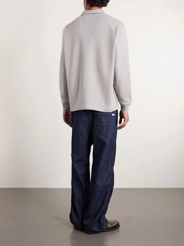 C.P. COMPANY Logo-embroidered Half-zip Cotton-fleece Sweatshirt