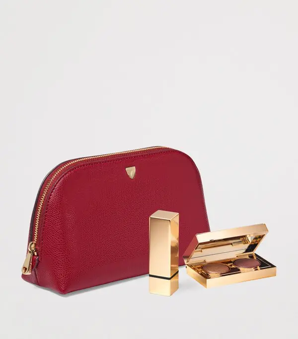 ASPINAL OF LONDON Small Grained Leather Cosmetics Case - Red