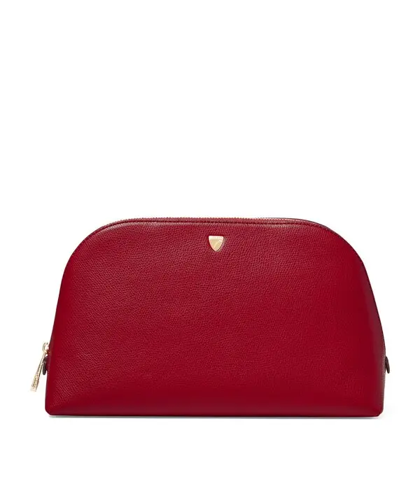 ASPINAL OF LONDON Large Grained Leather Cosmetics Case - Red