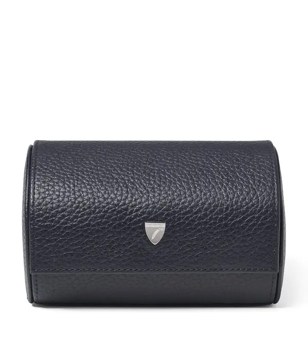 ASPINAL OF LONDON Grained Leather Double Watch Box - Navy