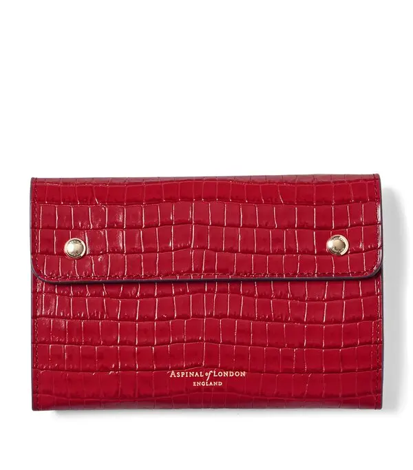 ASPINAL OF LONDON Leather Jewellery Roll - Red