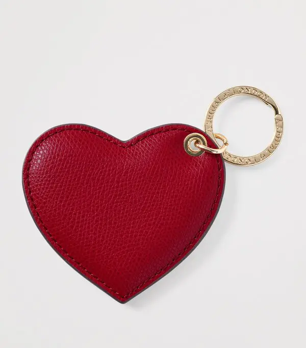 ASPINAL OF LONDON Grained Leather Heart Keyring