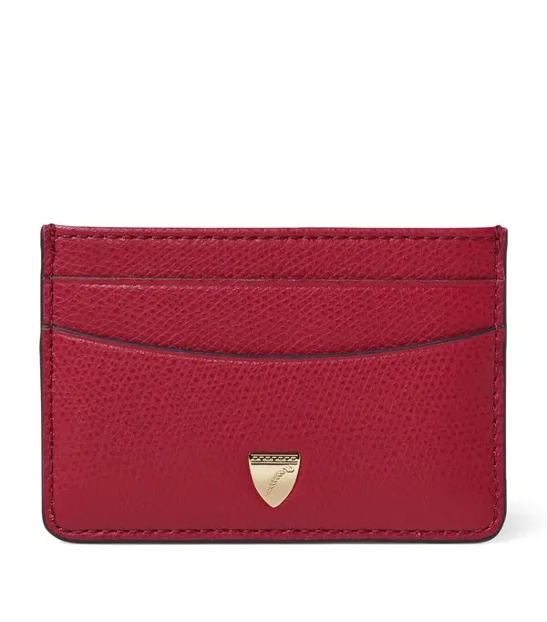 ASPINAL OF LONDON Leather Logo Card Holder - Red