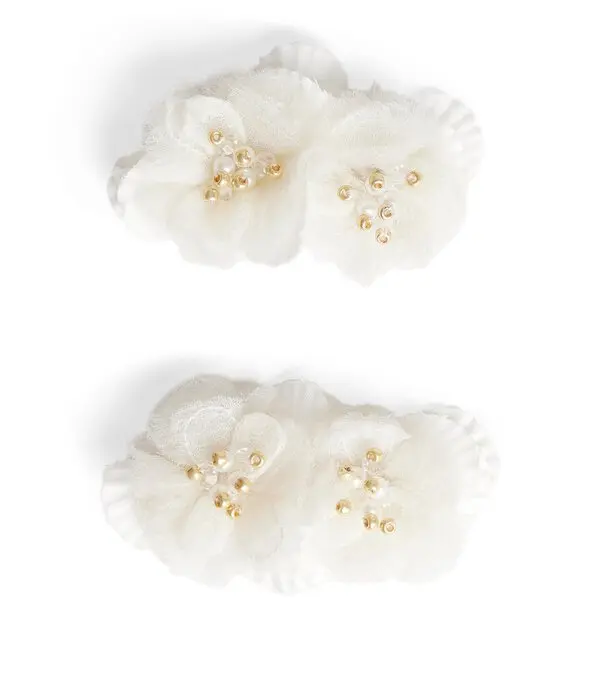 Bonpoint Embellished Hair Clips - White