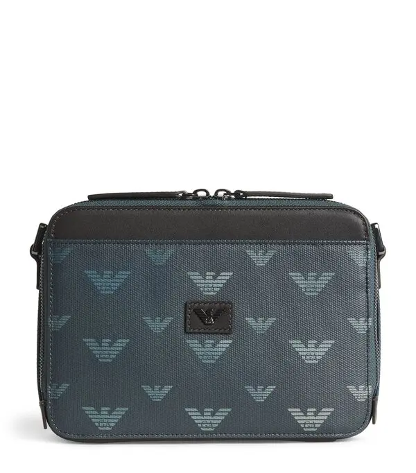 Emporio Armani Eagle Coated Canvas Cross-body Bag - Blue