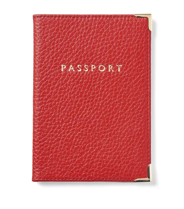 ASPINAL OF LONDON Leather Passport Cover - Red