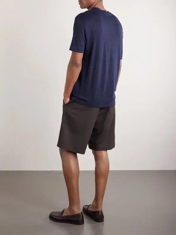 Thom Sweeney Linen-blend T-shirt - Blue