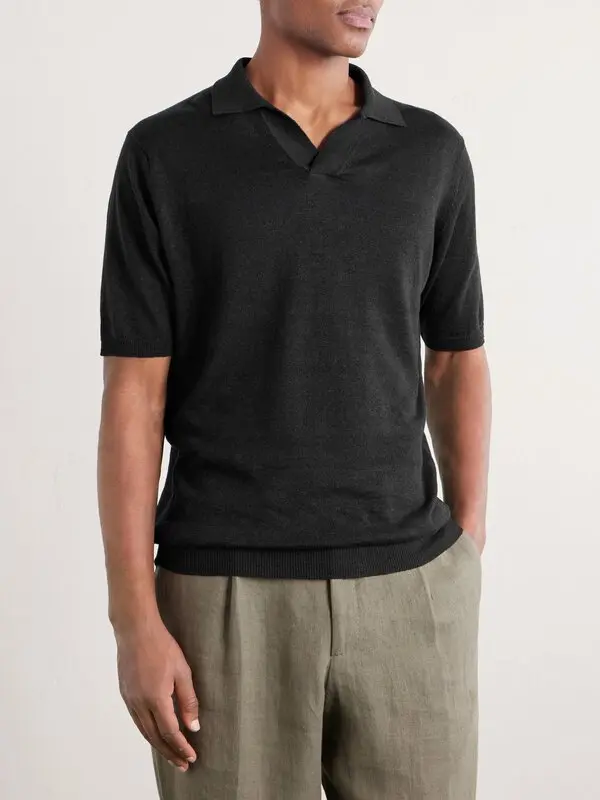 Thom Sweeney Linen And Cotton-blend Polo Shirt