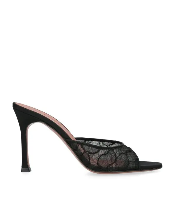 Amina Muaddi Lace Alexa Heeled Mules 95