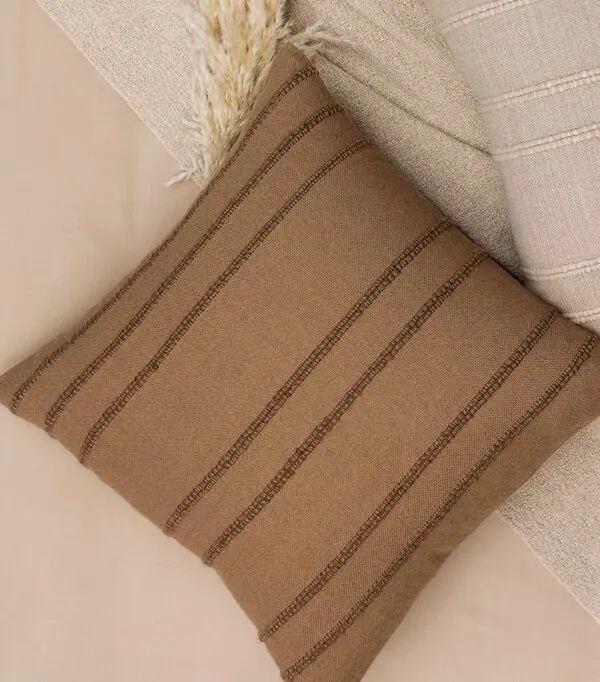 HAMAM Wool Alpaca Ribbed Cushion Case - Brown