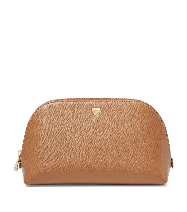 ASPINAL OF LONDON Small Grained Leather Cosmetics Case - Brown